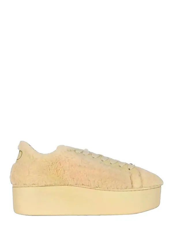 Valentino Garavani Shearling Platform Sneakers - Neutrals