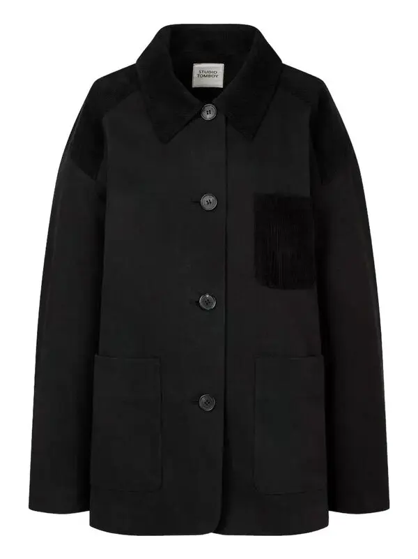 STUDIO TOMBOY Corduroy-panelled Patch-pocket Jacket - Black
