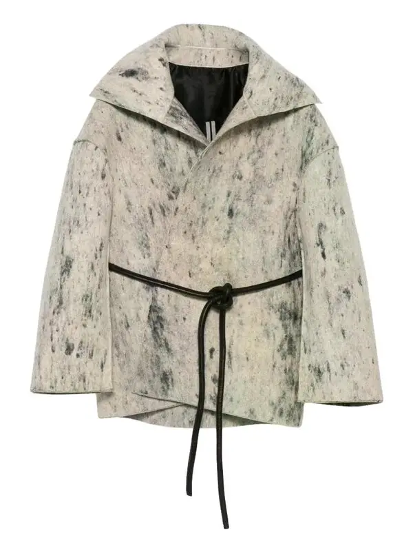 Rick Owens Dracucollar Extreme-collar Coat - White