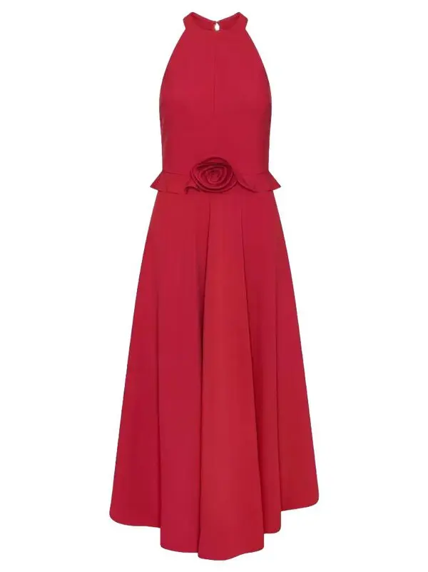 ROTATE BY BIRGER CHRISTENSEN Flower-detail Halter Dress - Red