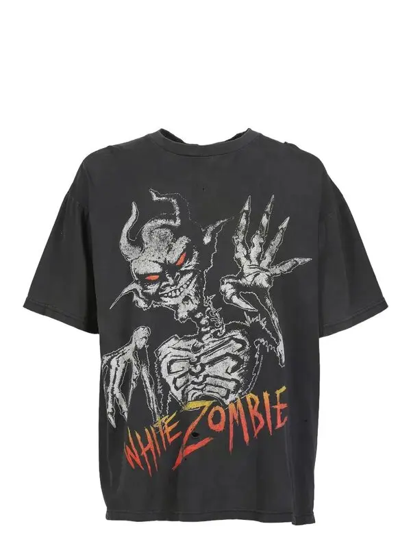 EARTHLING COLLECTIVE Graphic-print Distressed T-shirt - Black
