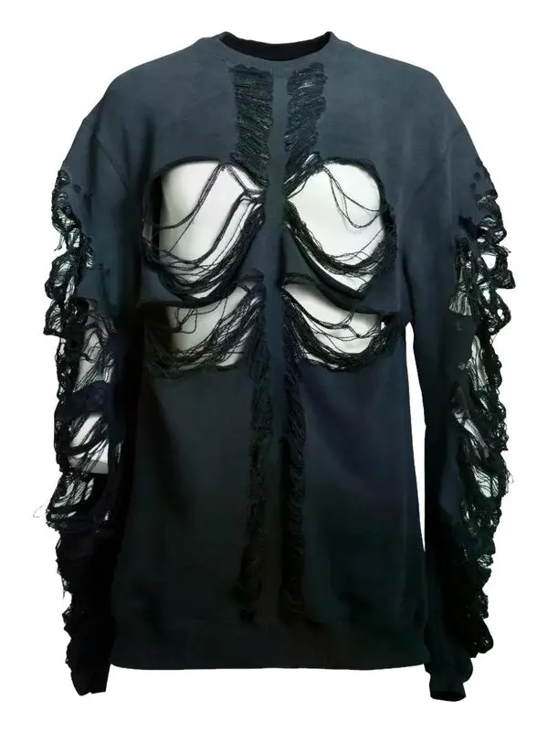 JUN/NAKAYAMA Distressed Cross-motif Sweater - Black