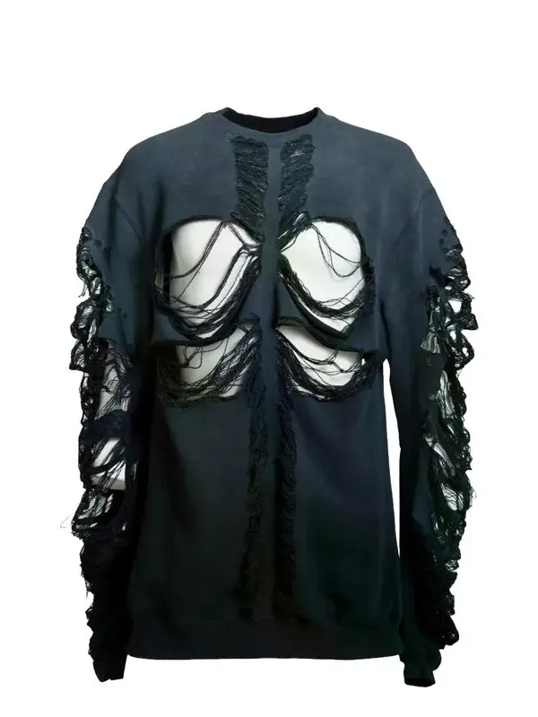 JUN/NAKAYAMA Distressed Cross-motif Sweater - Black