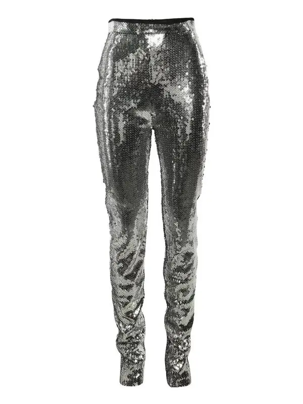 David Koma Sequinned Slim-fit Trousers - Silver