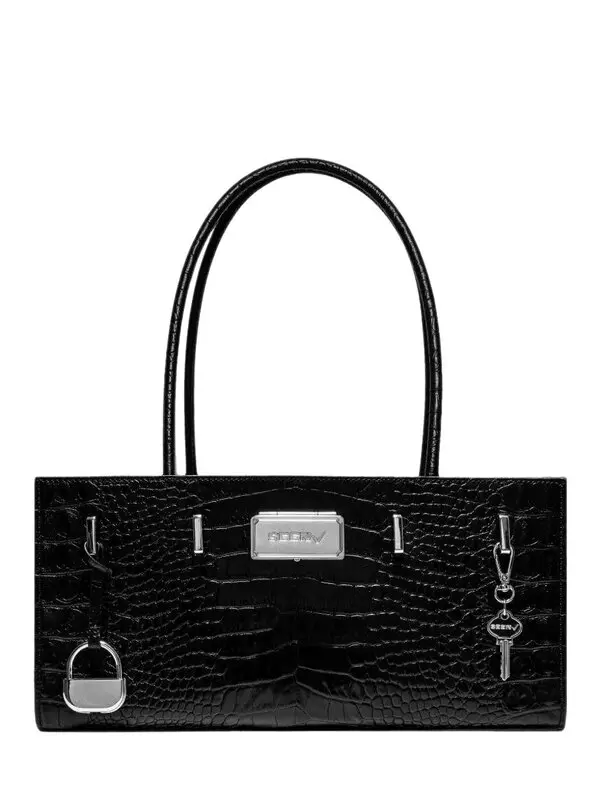 SEEN USERS Croc-effect Shoulder Bag - Black