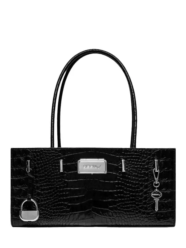 SEEN USERS Croc-effect Shoulder Bag - Black