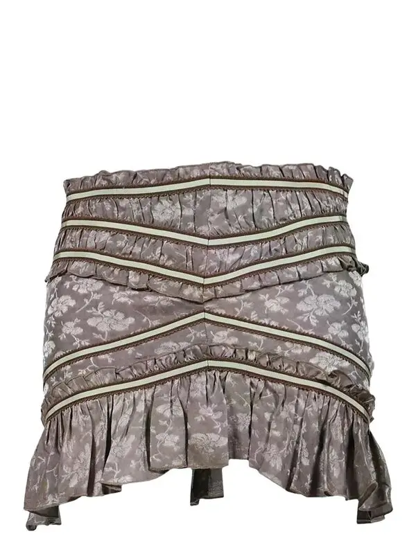KNWLS Freya Floral-jacquard Ruffled Mini Skirt - Brown