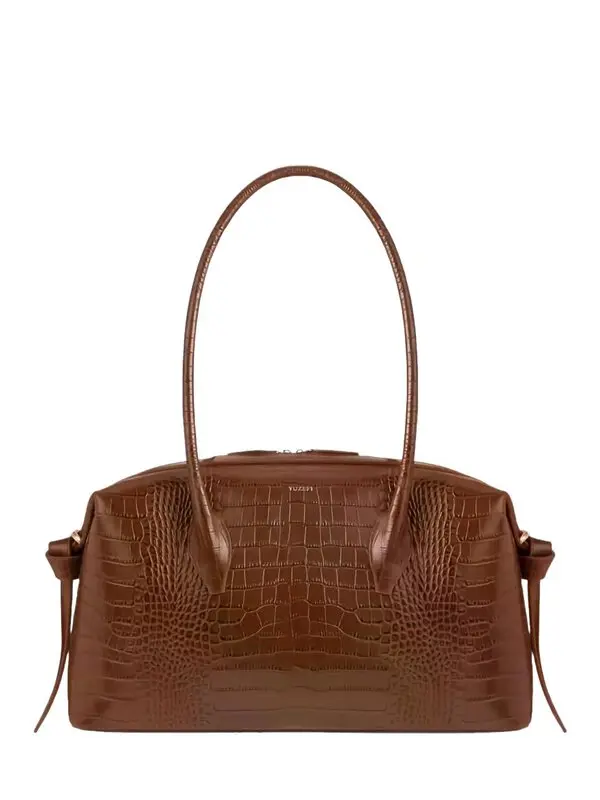 Yuzefi Brioche Croc-effect Leather Shoulder Bag - Brown