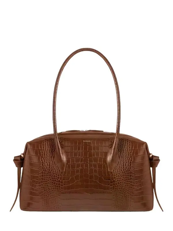 Yuzefi Brioche Croc-effect Leather Shoulder Bag - Brown