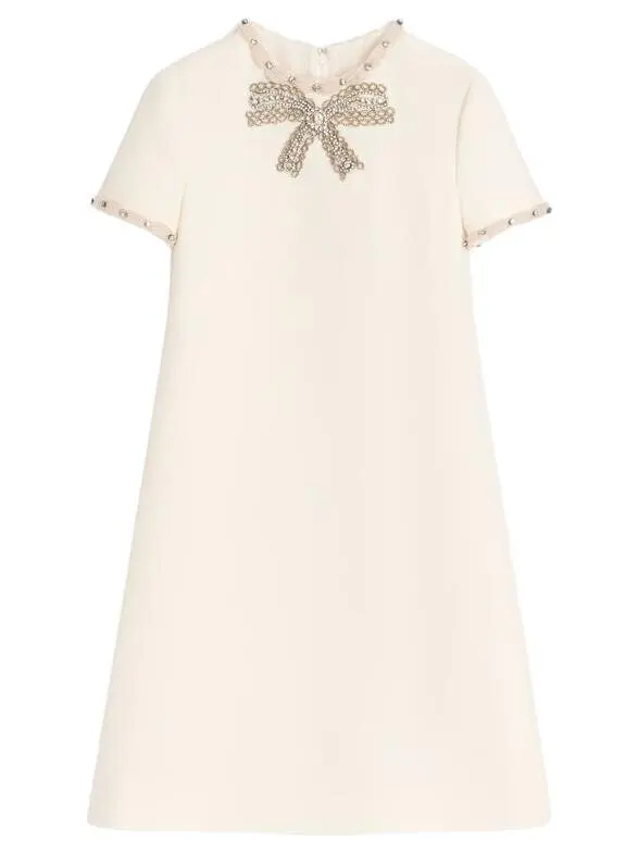 Valentino Garavani Embroidered Crepe Couture Short Dress - Ivory