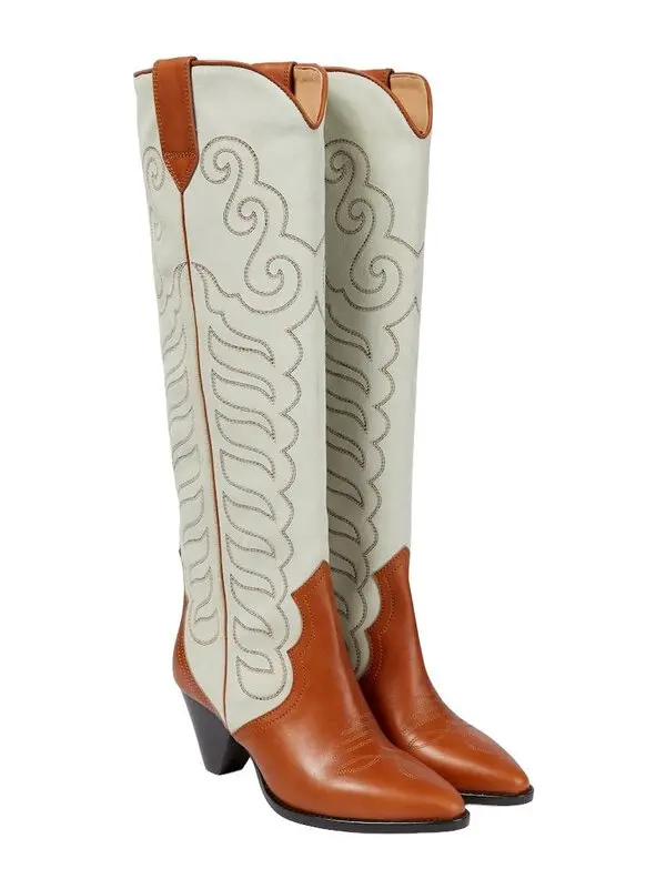 Isabel Marant Étoile Liela Leather And Suede Cowboy Boots - Multicoloured