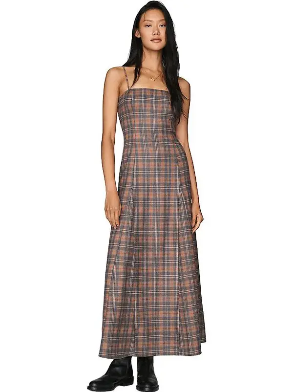 ROWING BLAZERS 100% Cotton Midi Dress - Multi Plaid