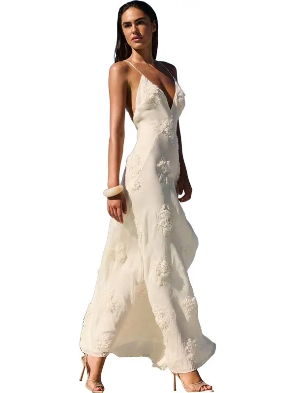 Bardot Romaya V Neck Maxi Dress - Ivory