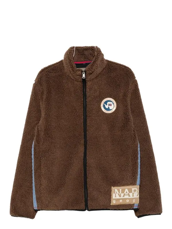 NAPAPIJRI Logo Patch Fleece Jacket - Brown