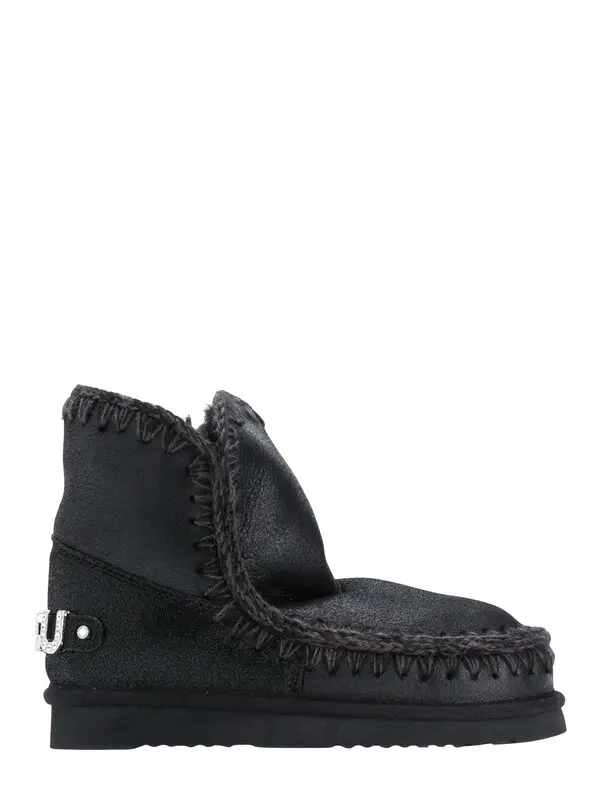 Mou Rhinestone Logo Boots - Black