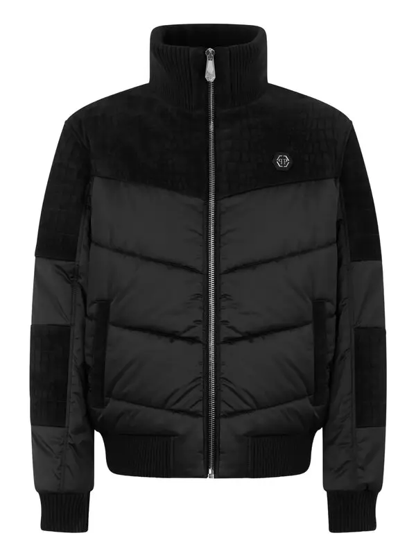 Philipp Plein Crocodile Effect Puffer Jacket - Black