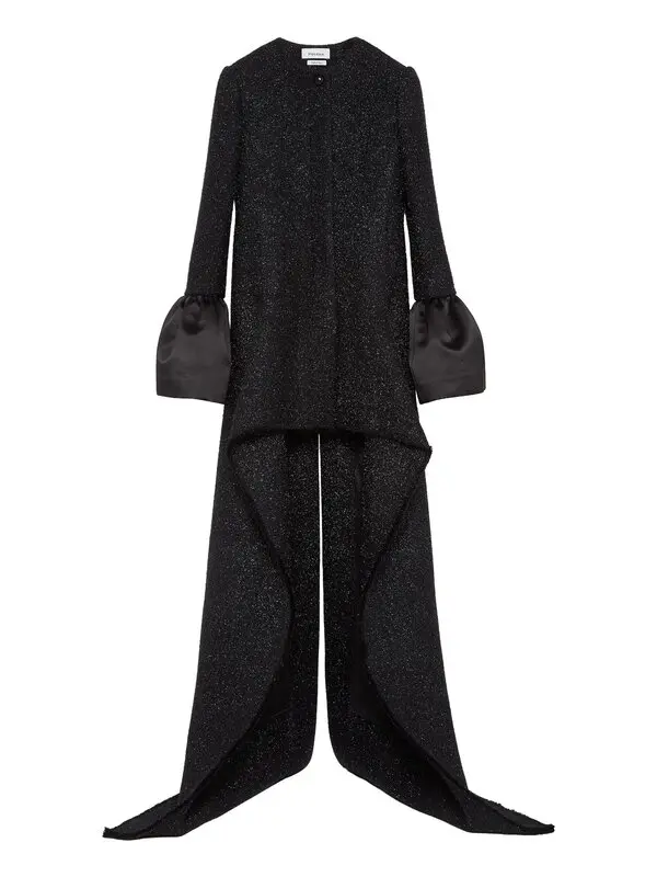 Alexander McQueen Metallic Tweed High-low Coat - Black