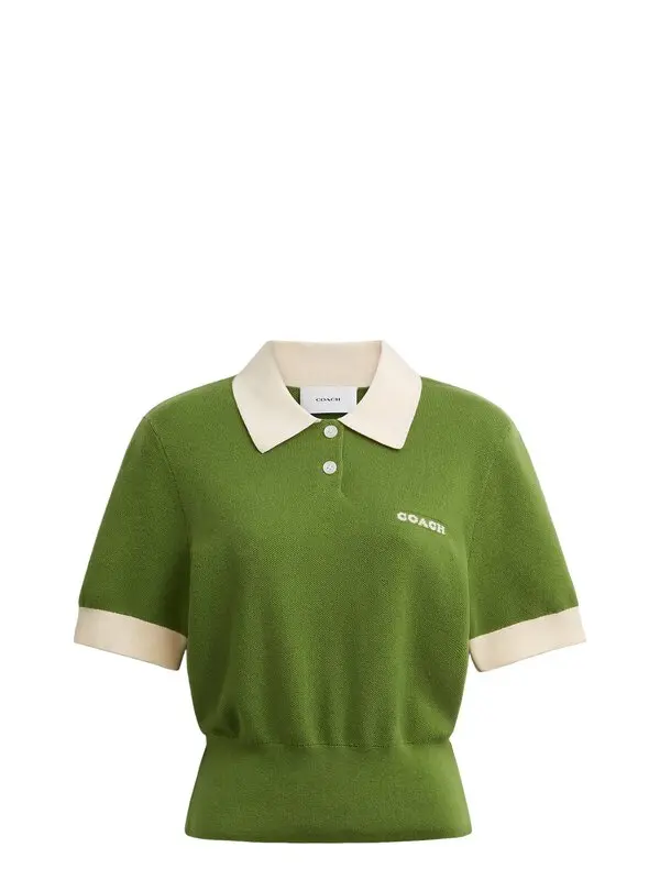 COACH OUTLET Coach Organic Cotton Knit Polo Shirt - Vine