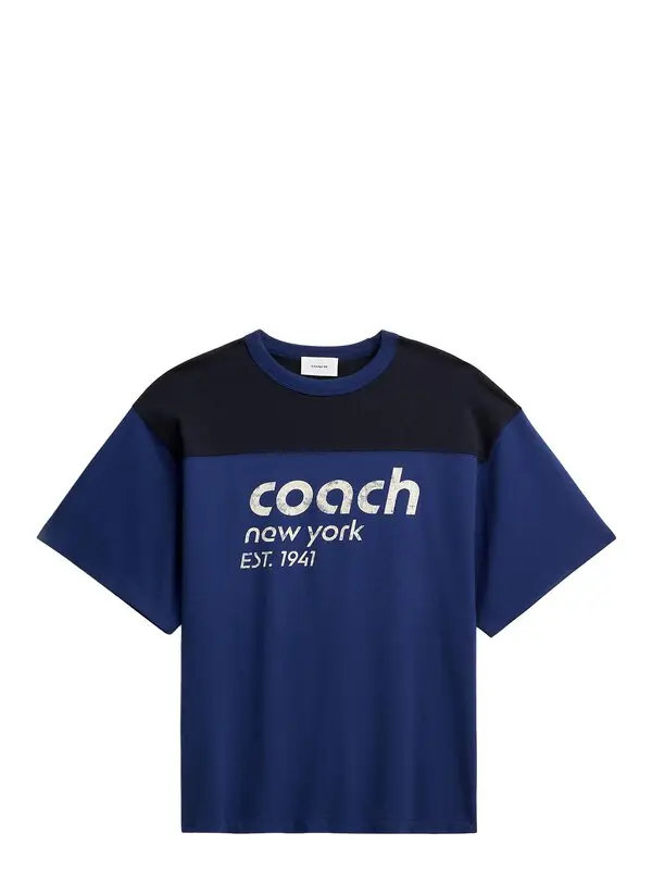 COACH Colorblocked T-shirt In Organic Cotton - Blue Multi