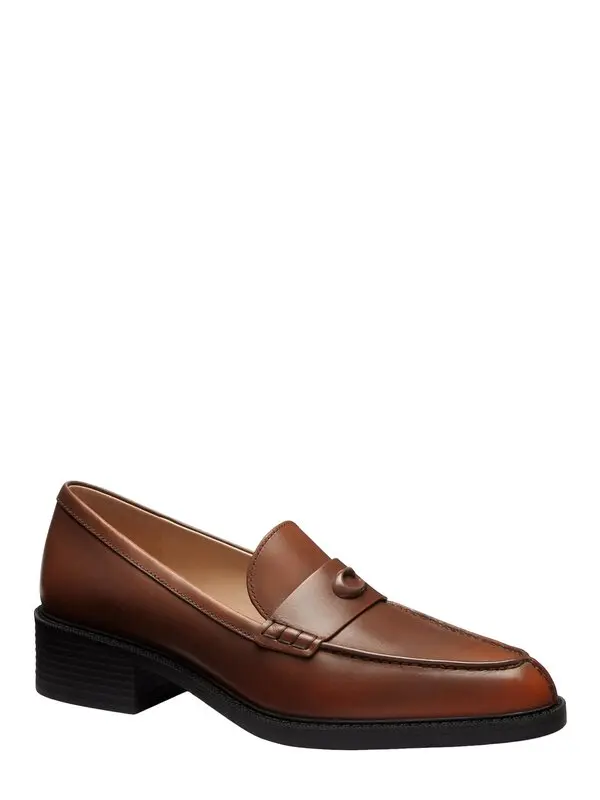COACH Pointed Toe Loafer Shoes In Loved Leather - Saddle