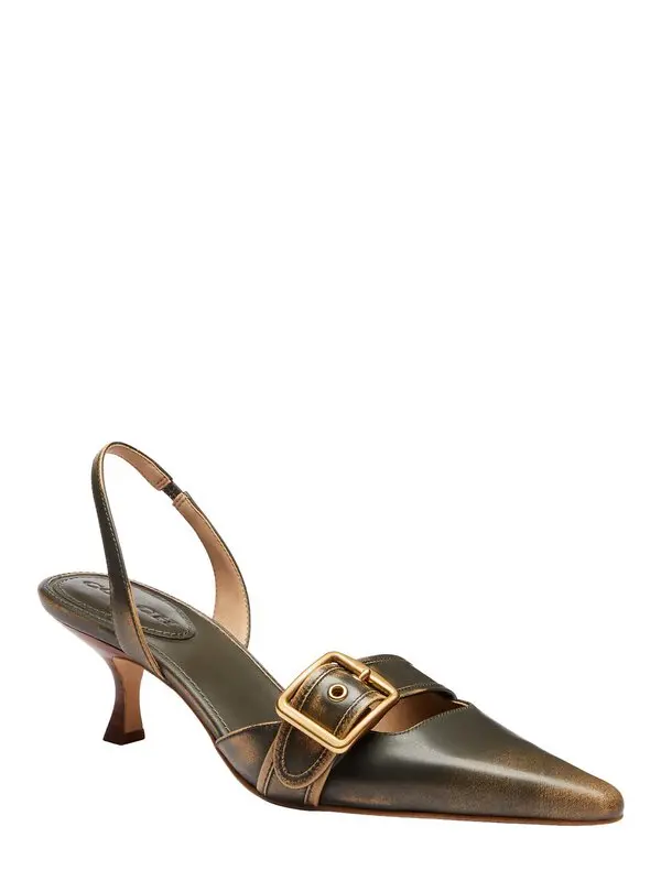 COACH Margot Slingback In Loved Leather - Olive
