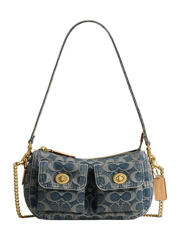 COACH Twin Turnlock Waverly Bag In Signature Regenerative Cotton Denim - Brass/denim