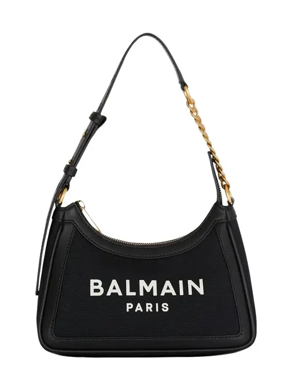 Balmain B-army Shoulder Canvas Leather Bag - Black