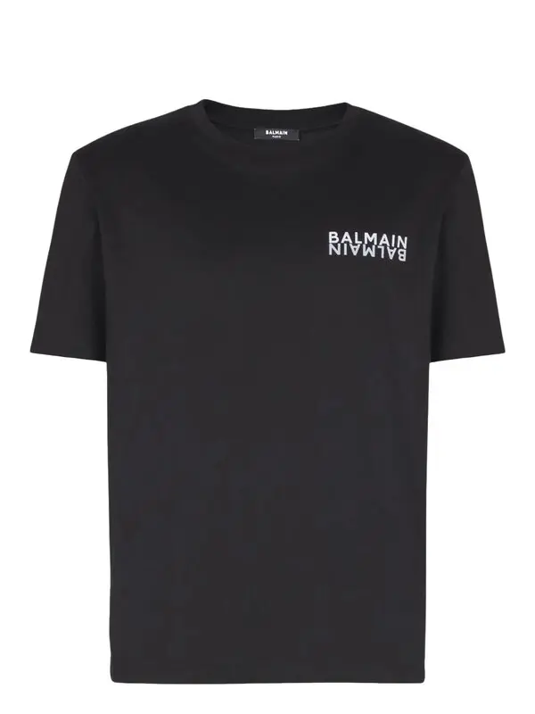 Balmain Double Logo Cotton T-shirt - Black