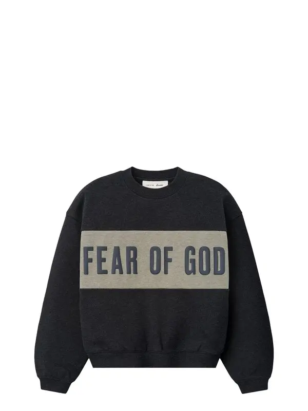 Fear Of God Cropped Relaxed Panelled Sweatshirt 'iron Heather/ Seal Heather - Grey