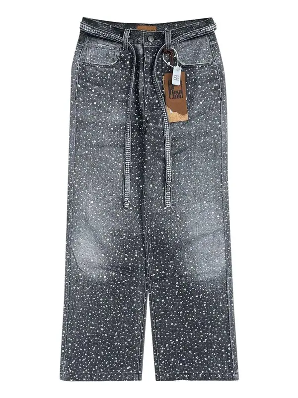 BIRTH OF ROYAL CHILD 3d Printed Washed Swarovski Diamond Jean - Black