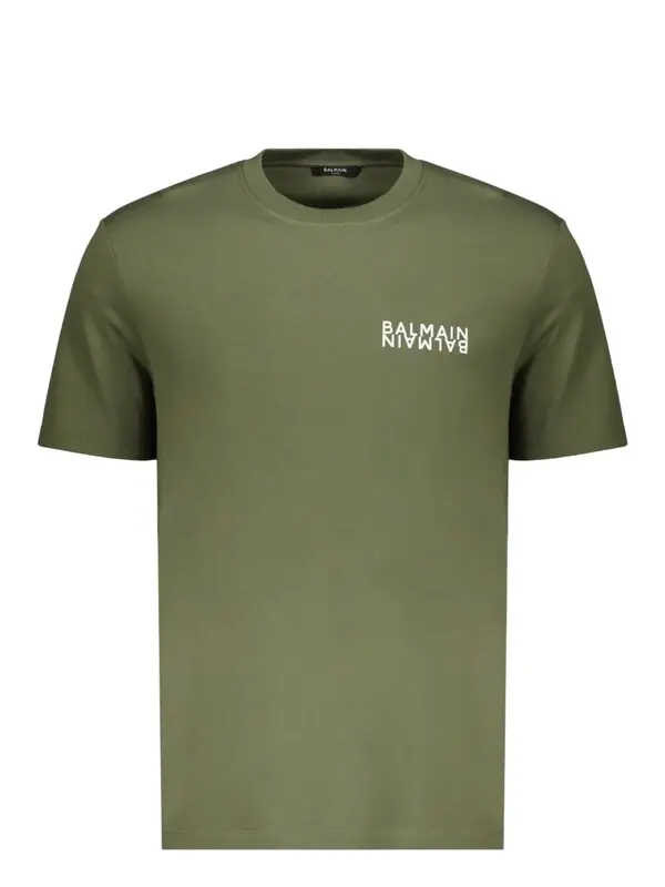 Balmain Double Logo Cotton T-shirt - Green