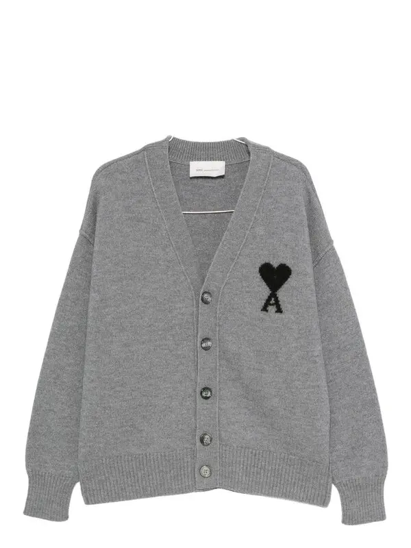 AMI Paris Wool Cardigan - Grey