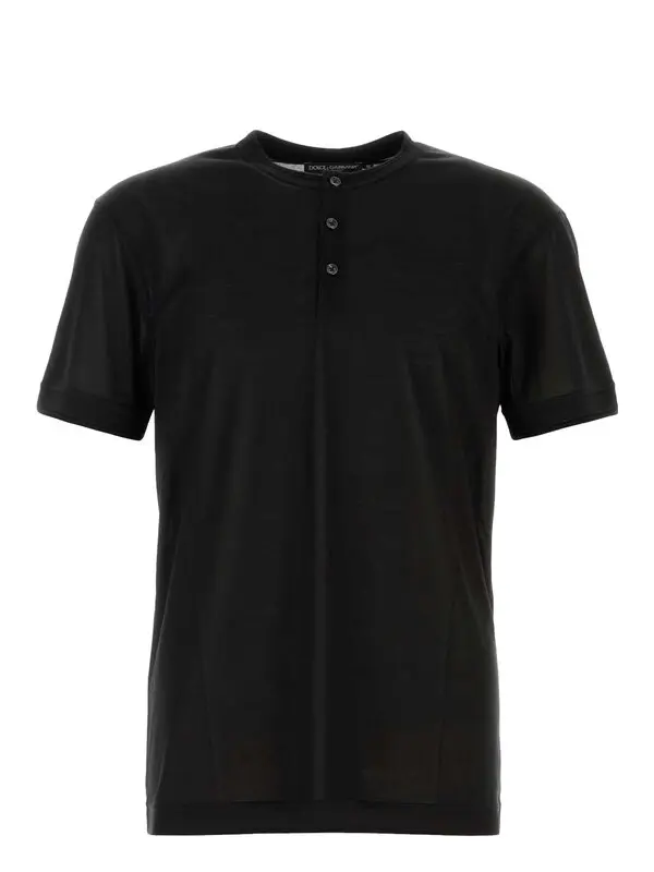 Dolce & Gabbana Blackless Silk T-shirt In Knitwear Finish - Black