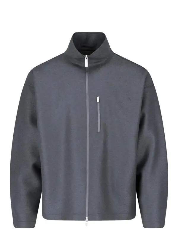 Herno Zip-front Wool Jacket With Stand Collar - Grey