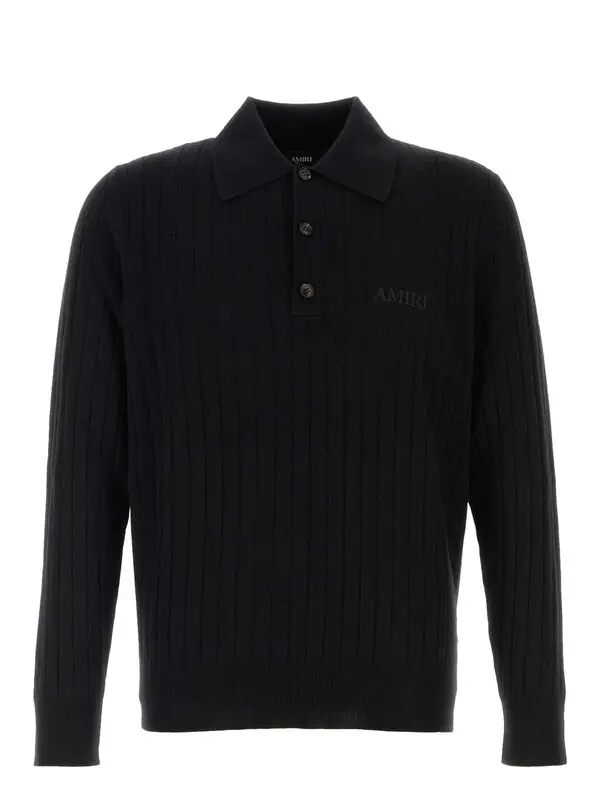 Amiri Wool Blend Polo Shirt - Black