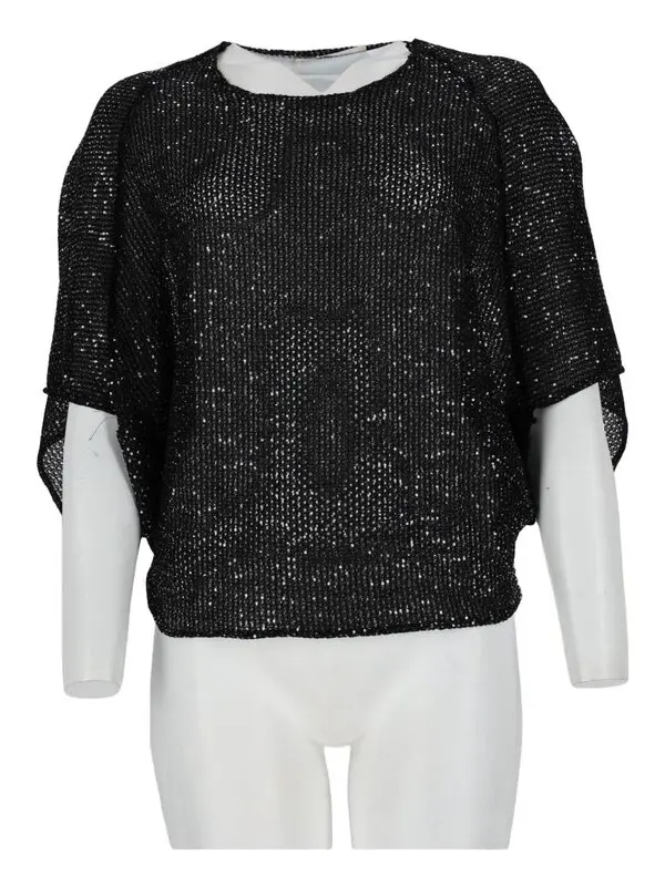 CIRCUS HOTEL Graphic Pullover Sweater - Black