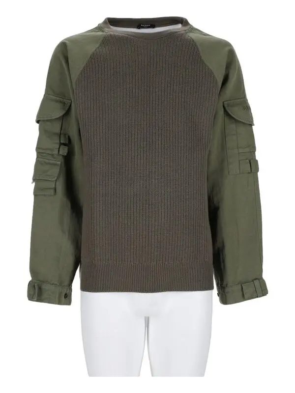 Balmain Iconic Logo Crewneck Sweater - Brown
