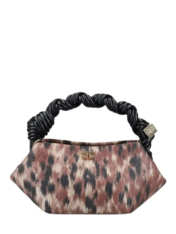 GANNI Tone-on-tone Mini Braided-handle Shoulder Bag With Embossed Logo Dice Charm - Marrone