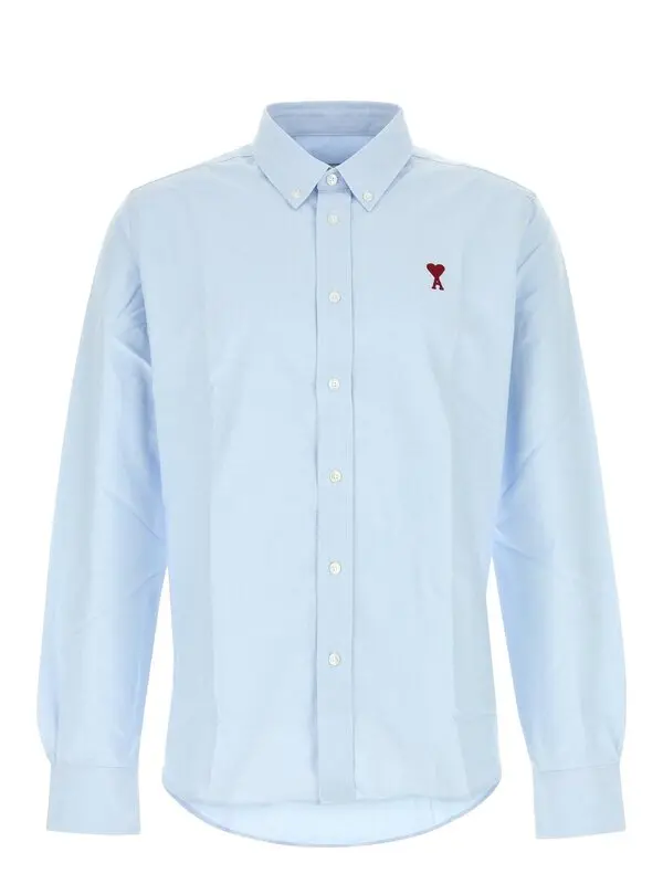AMI Paris Cotton Button-down Shirt - Skyblue