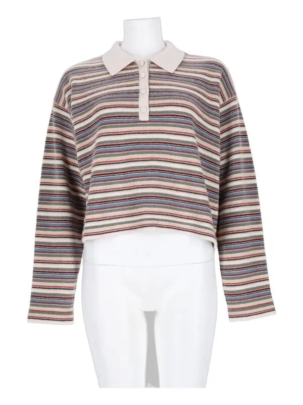 FRAME Striped Polo Sweater - Blue