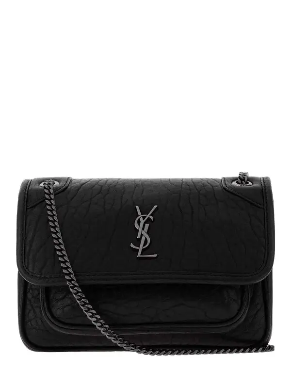 Saint Laurent Niki Mini Leather Crossbody Handbag - Black