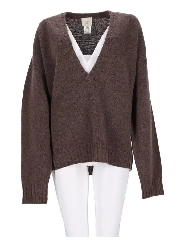 ALYSI Merino Wool And Cashmere Sweater - Brown