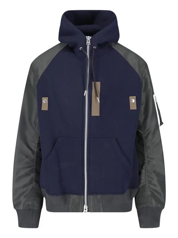 Sacai Hooded Zip Jacket - Blue