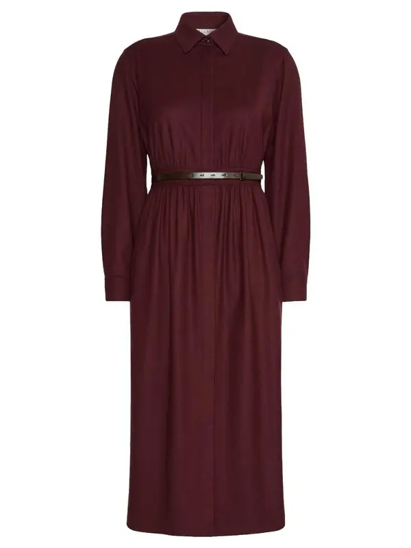 Max Mara Wool Flannel Shirt Dress - Wine-coloured
