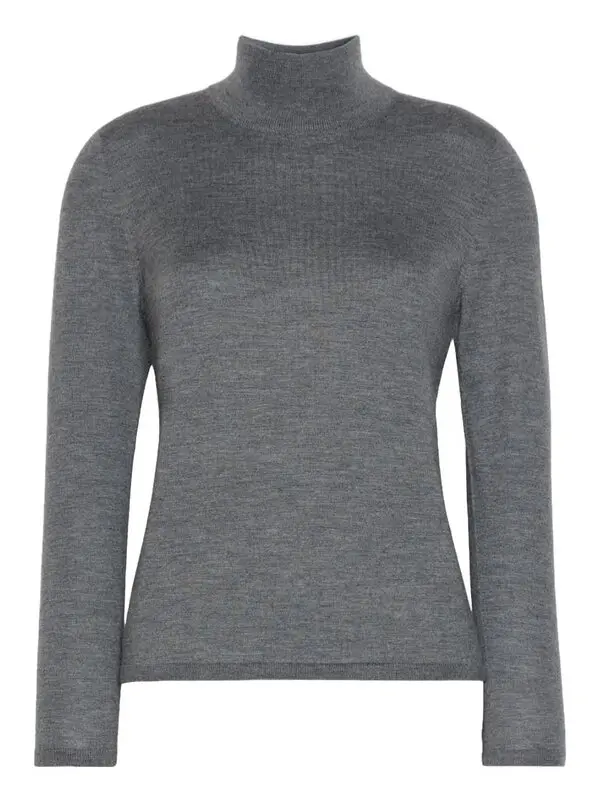 Max Mara Cashmere Yarn Polo-neck Sweater - Medium Grey