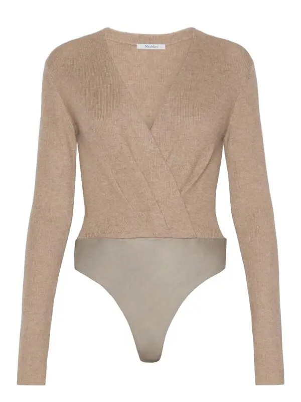 Max Mara Cashmere Rib-knit Bodysuit - Sand