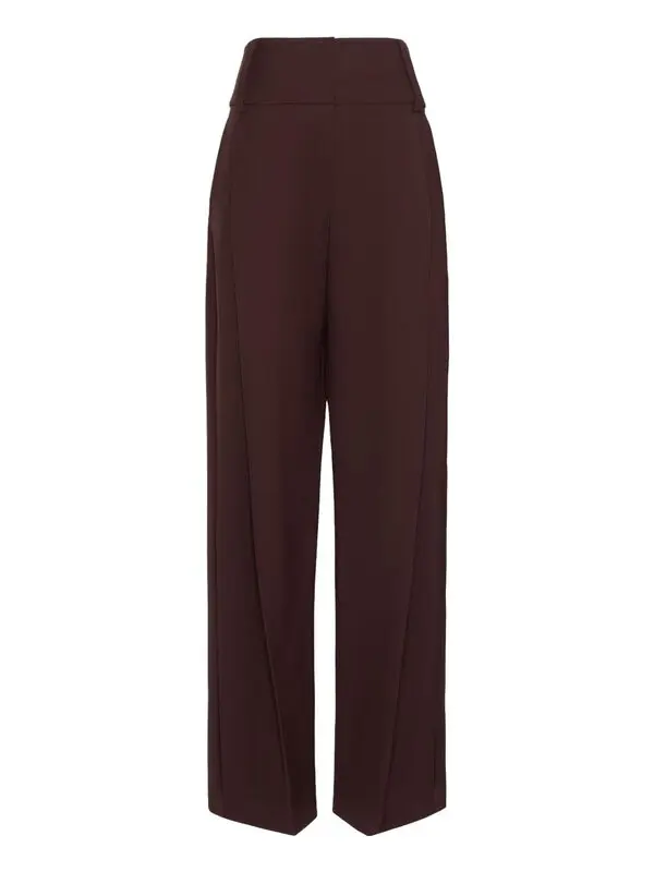 Max Mara Stretch Wool Curved-leg Trousers - Plum