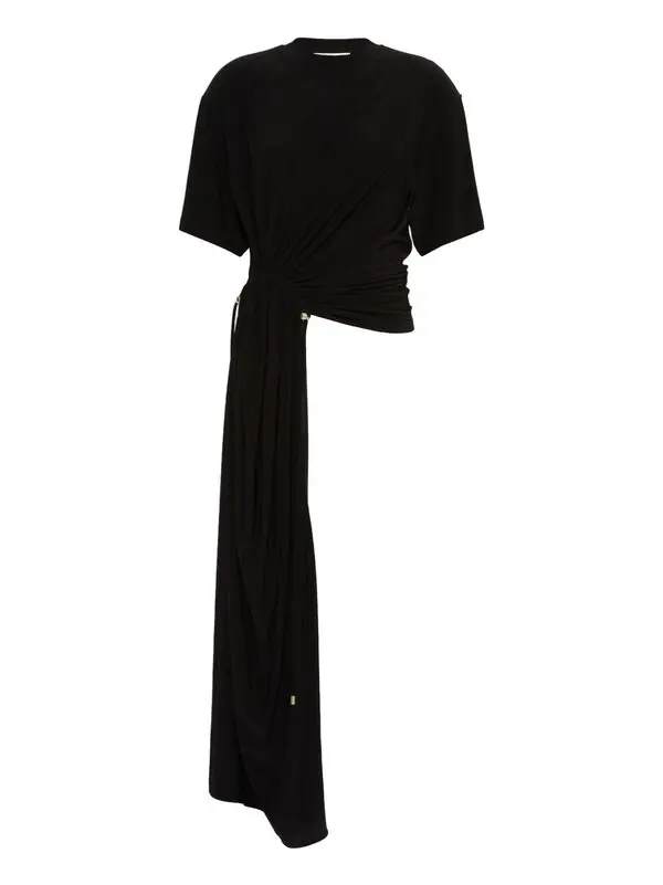 Max Mara Short-sleeved Draped Jersey Top - Black