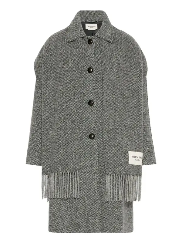 Max Mara Wool-blend Tweed Coat - Dark Grey