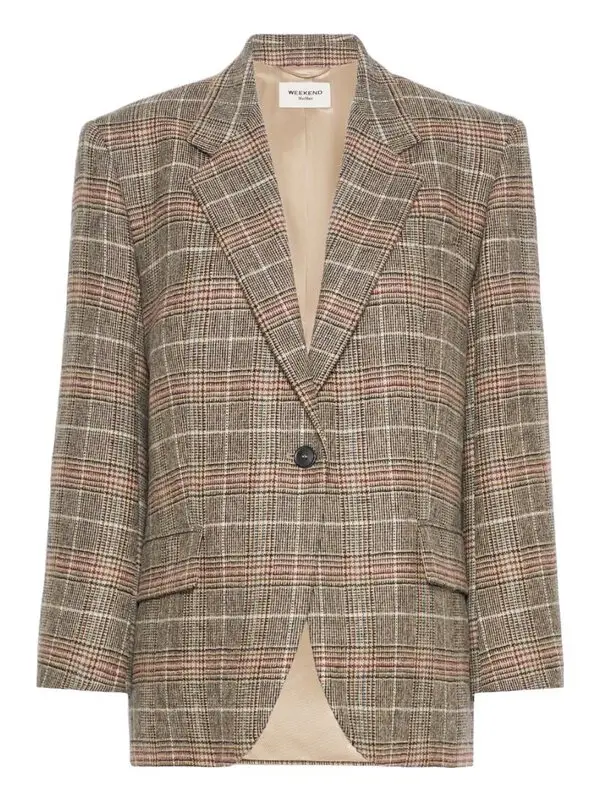 Max Mara Prince Of Wales Check Wool Single-breasted Blazer - Camel
